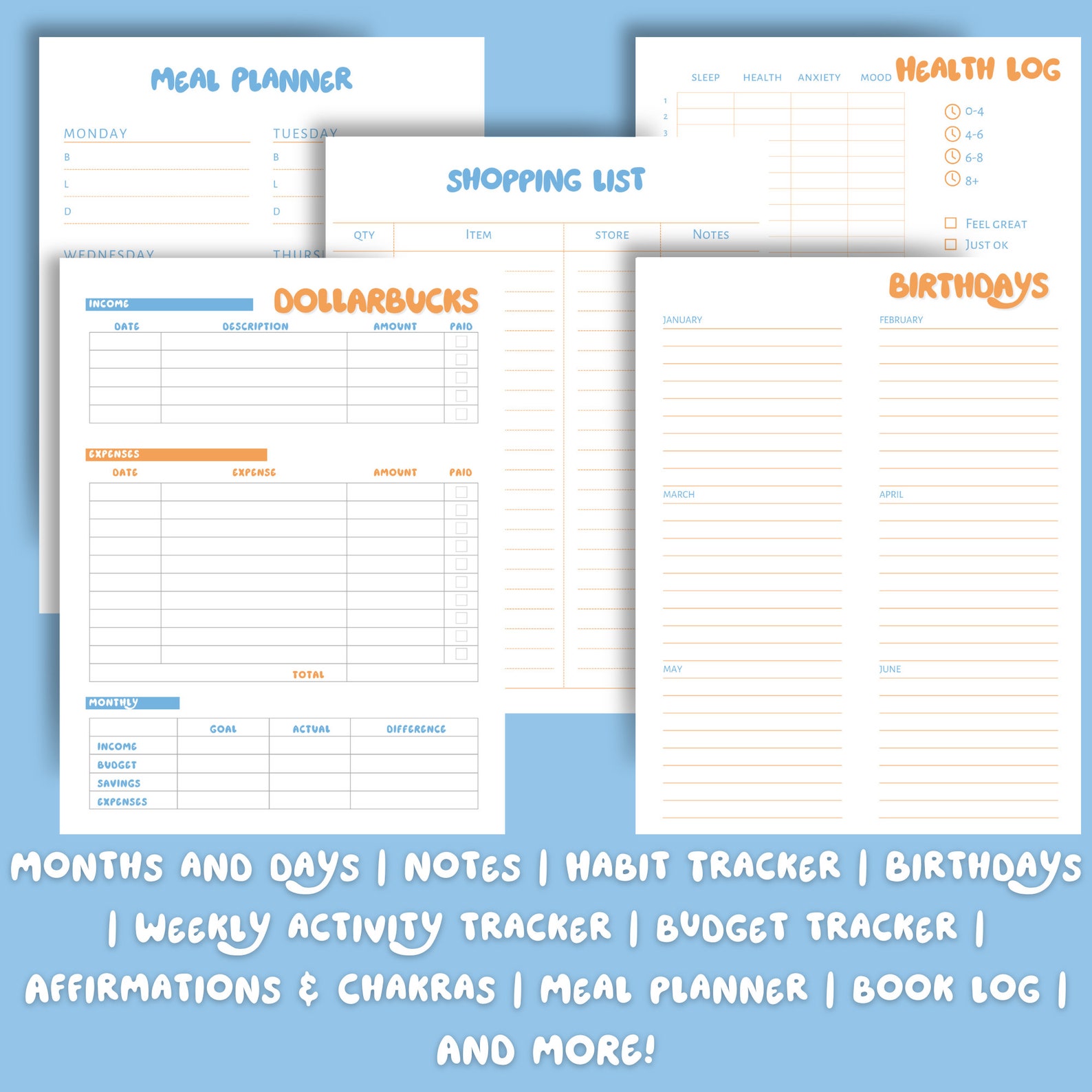 Bluey Undated Printable Planner, Letter Size, 8.5x11 Planner, Aesthetic ...