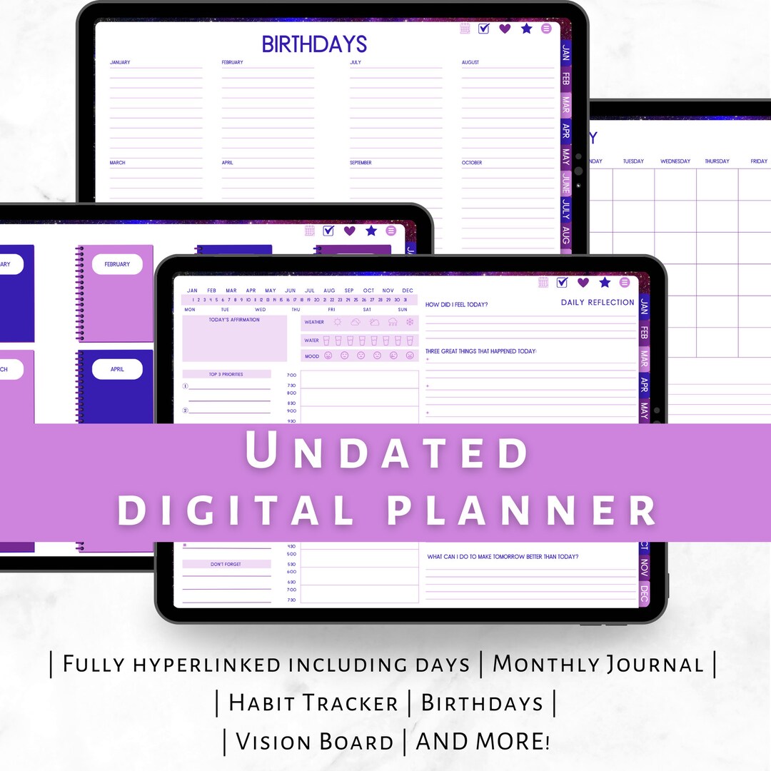 Galaxy Themed Digital Planner, Hyperlinked Digital Planner, Aesthetic ...