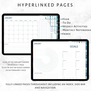 Ocean Themed 2025 Digital Planner, Hyperlinked Digital Planner ...