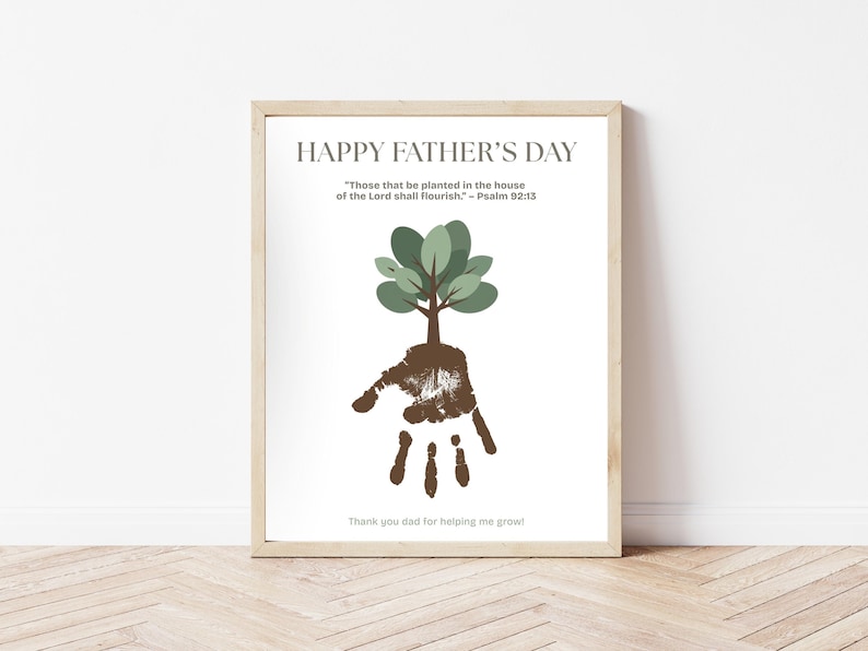 Father's Day Handprint Tree Craft, Psalm 92:13 Bible Verse Activity (8 ...