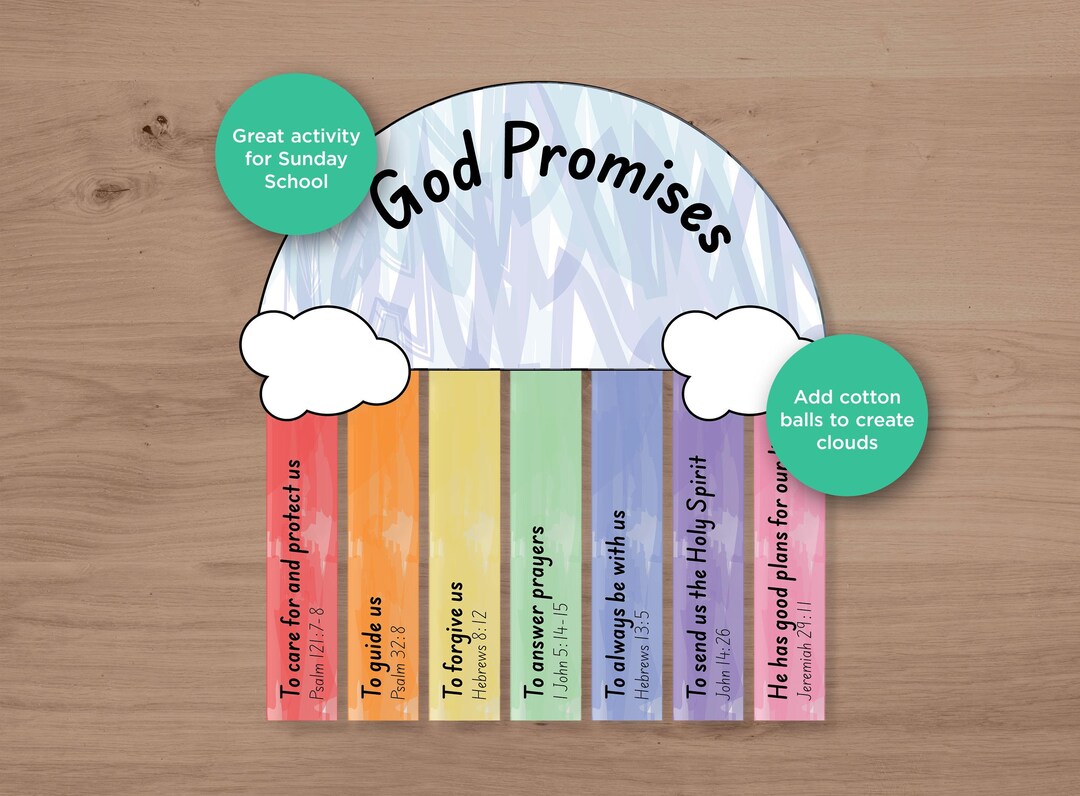 God’s Promises Rainbow Craft Printable | Bible Verse Activity for Kids ...
