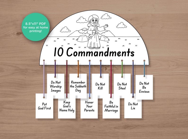 Printable Ten Commandments Craft For Kids Bible Lesson Activity