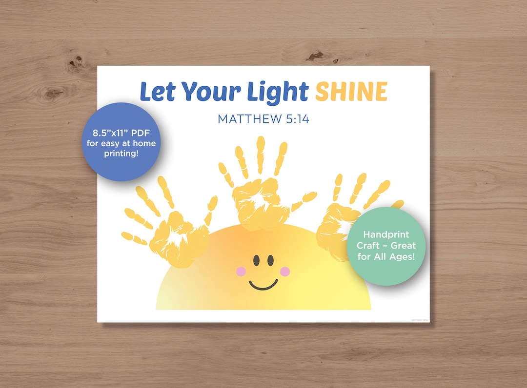 Let Your Light Shine Handprint Craft | Matthew 5:14 Art (PDF Download ...