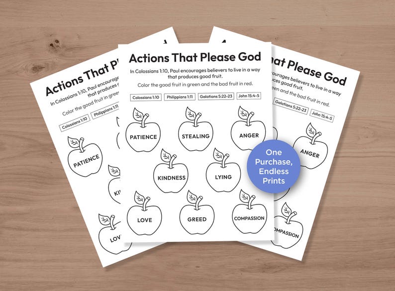 Bible Worksheet for Kids | Good and Bad Fruit Activity | Christian ...