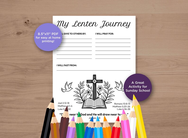 Lent Worksheet for Kids | My Lenten Journey Printable | Catholic Lent ...