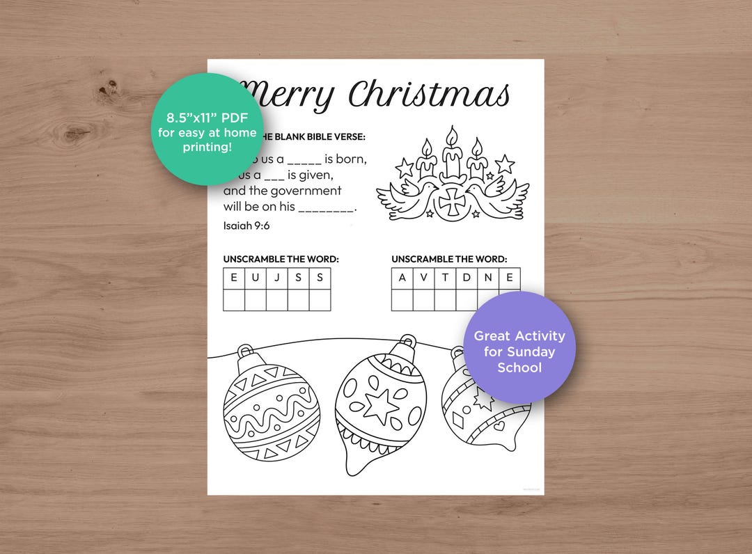 Christmas Bible Activity Printable | Isaiah 9:6 Fill Blank Worksheet ...