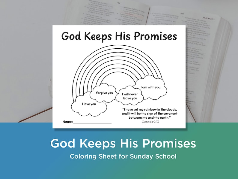God Keeps His Promises Coloring Page | Christian Printable Worksheet ...