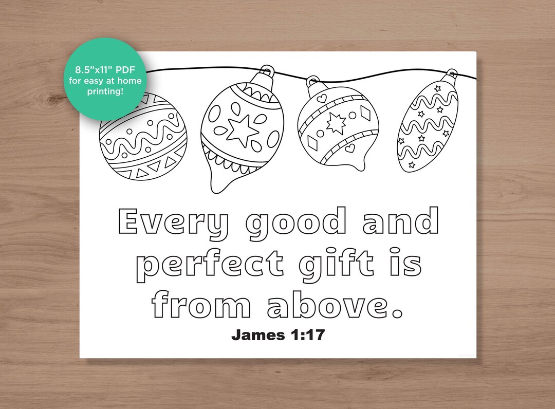 Christmas Bible Verse Coloring Page | James 1:17 Printable | Christian ...