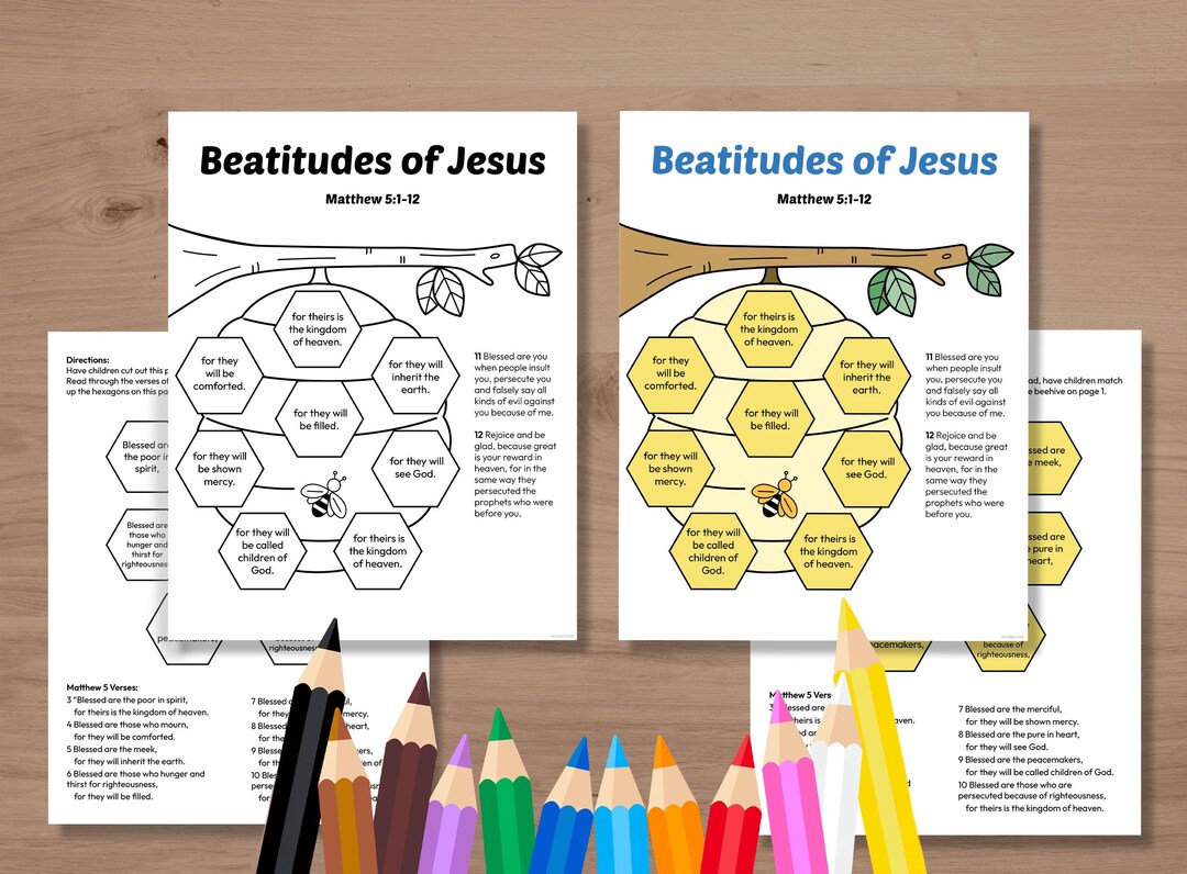 Beatitudes Matching Game | Sunday School Bible Activity (PDF Digital ...
