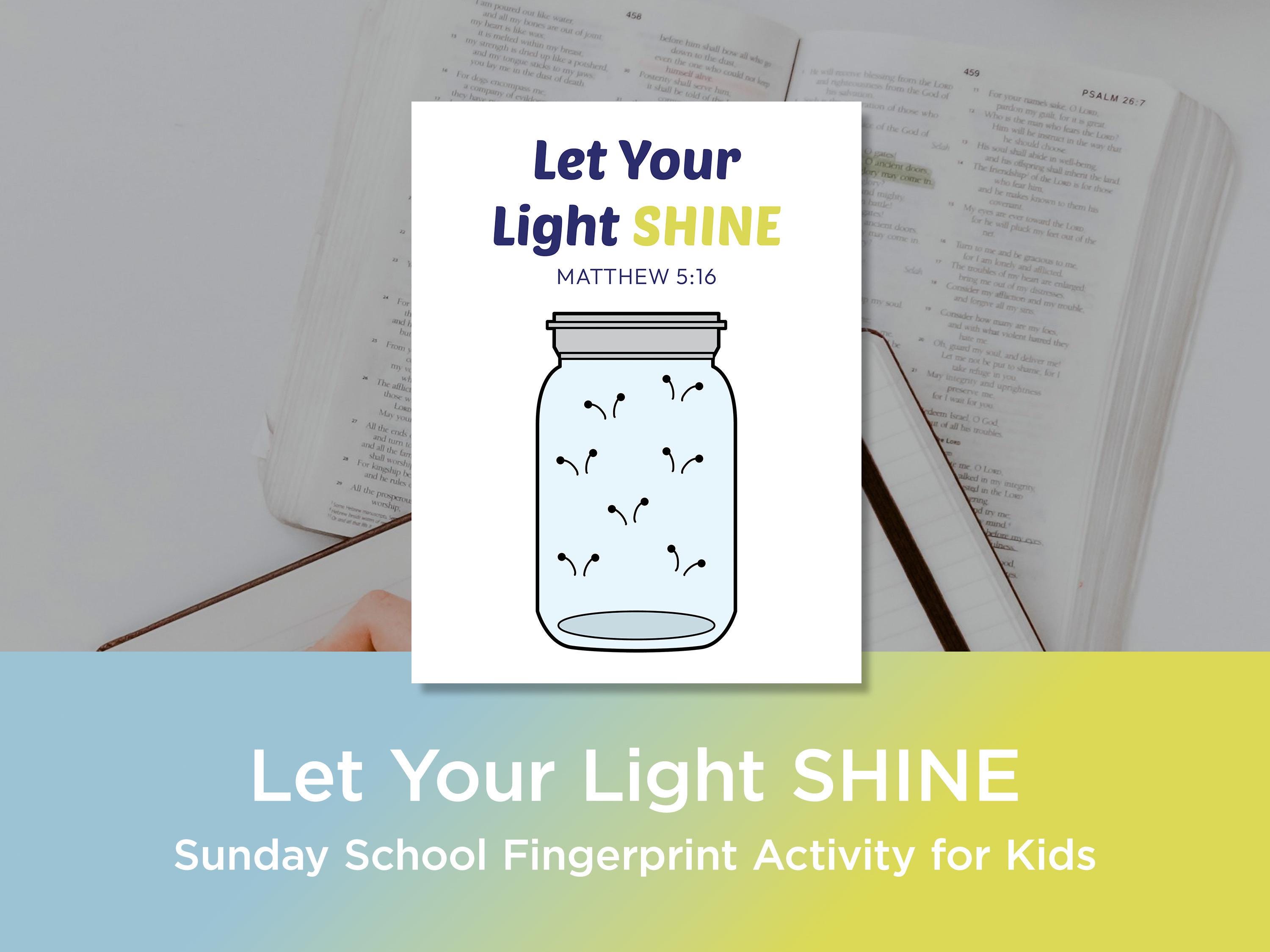Let Your Light Shine Fingerprint Craft | Matthew 5:16 (PDF Printable ...
