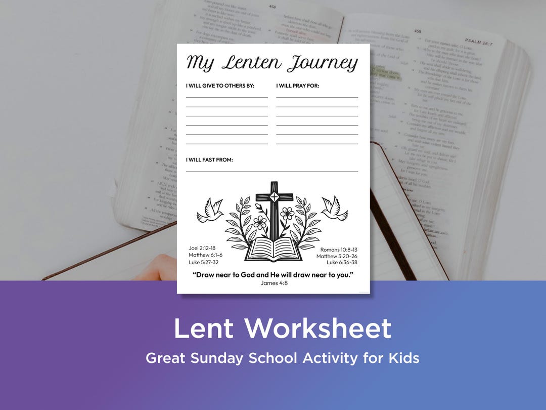 Lent Worksheet for Kids | My Lenten Journey Printable | Catholic Lent ...
