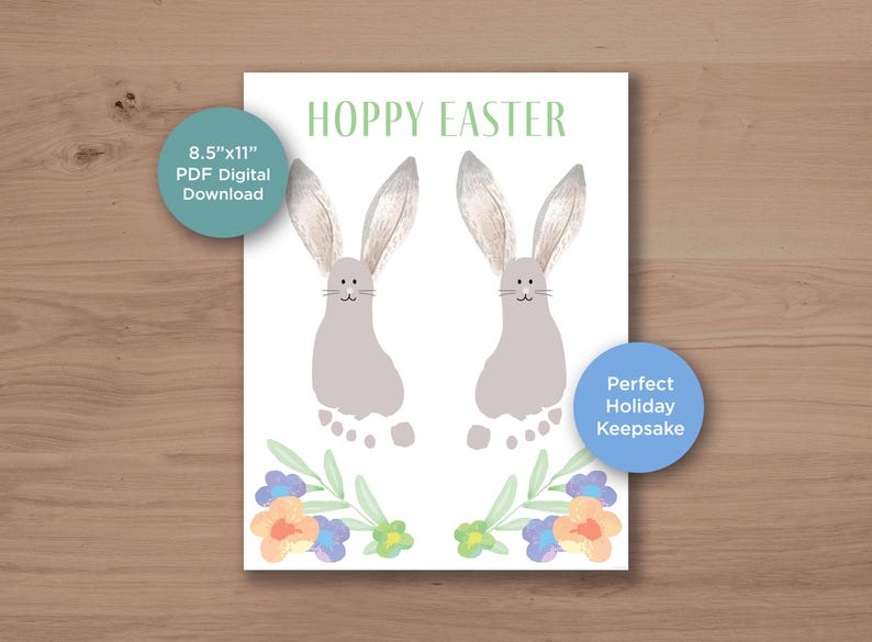 Easter Bunny Footprint Craft Printable | Hoppy Easter Kids Activity ...