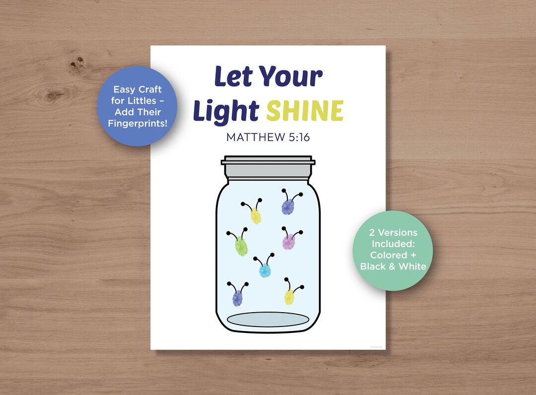 Let Your Light Shine Fingerprint Craft | Matthew 5:16 (PDF Printable ...