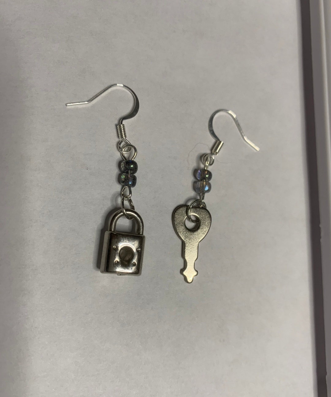 Dear Diary Silver Tone Lock and Key Findings Dangle Earrings With Glass ...