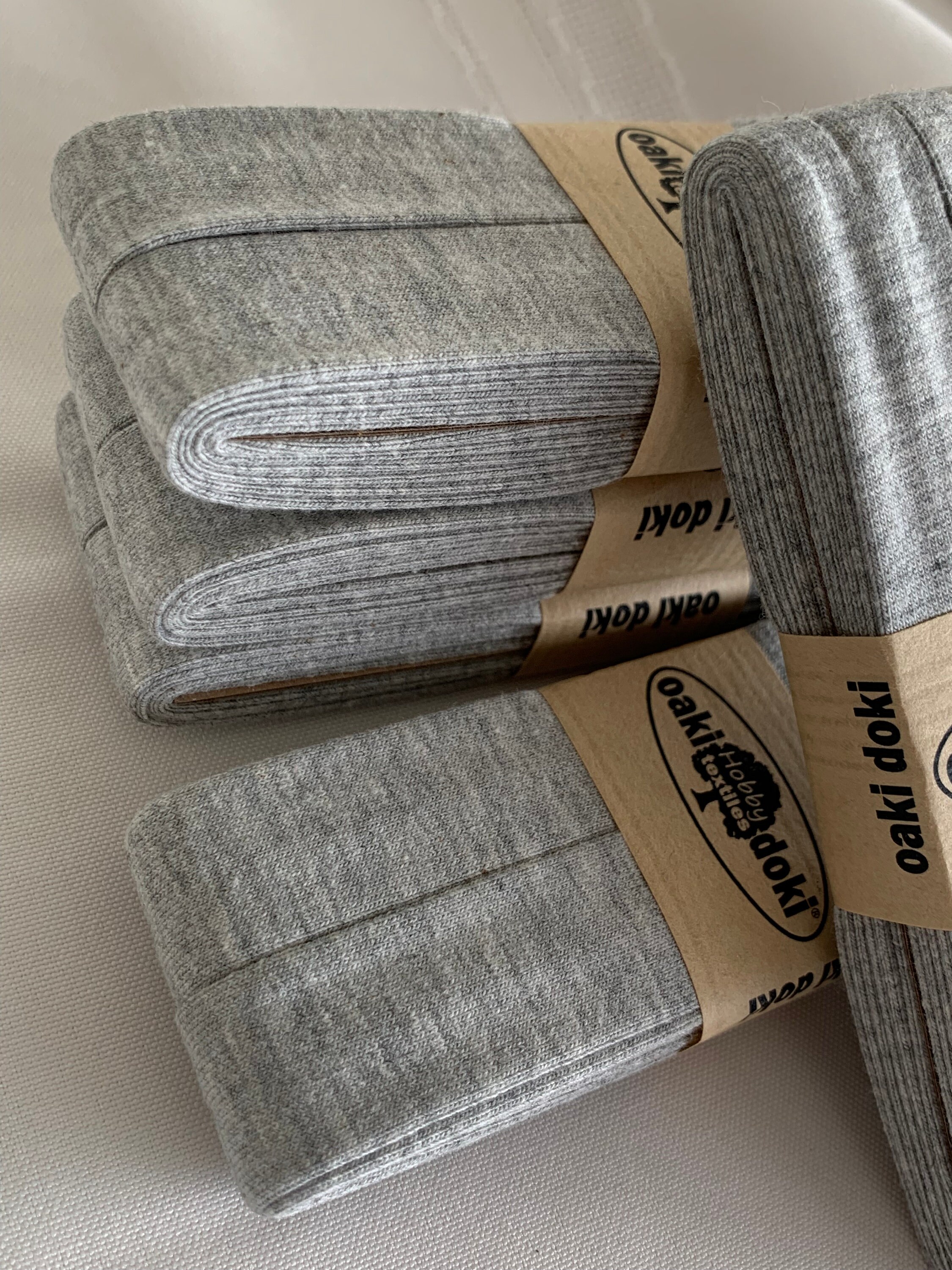 3yrds Heathered Light Gray Stretch Bias Tape, Double Fold, Oeko-tex ...