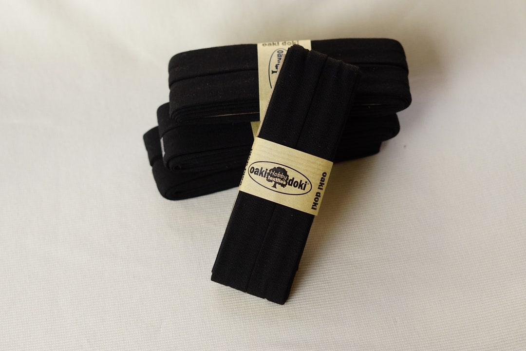 3 YDS - Stretch Jersey Bias Tape, Black, Double Folded, 3 Meters, Oeko ...