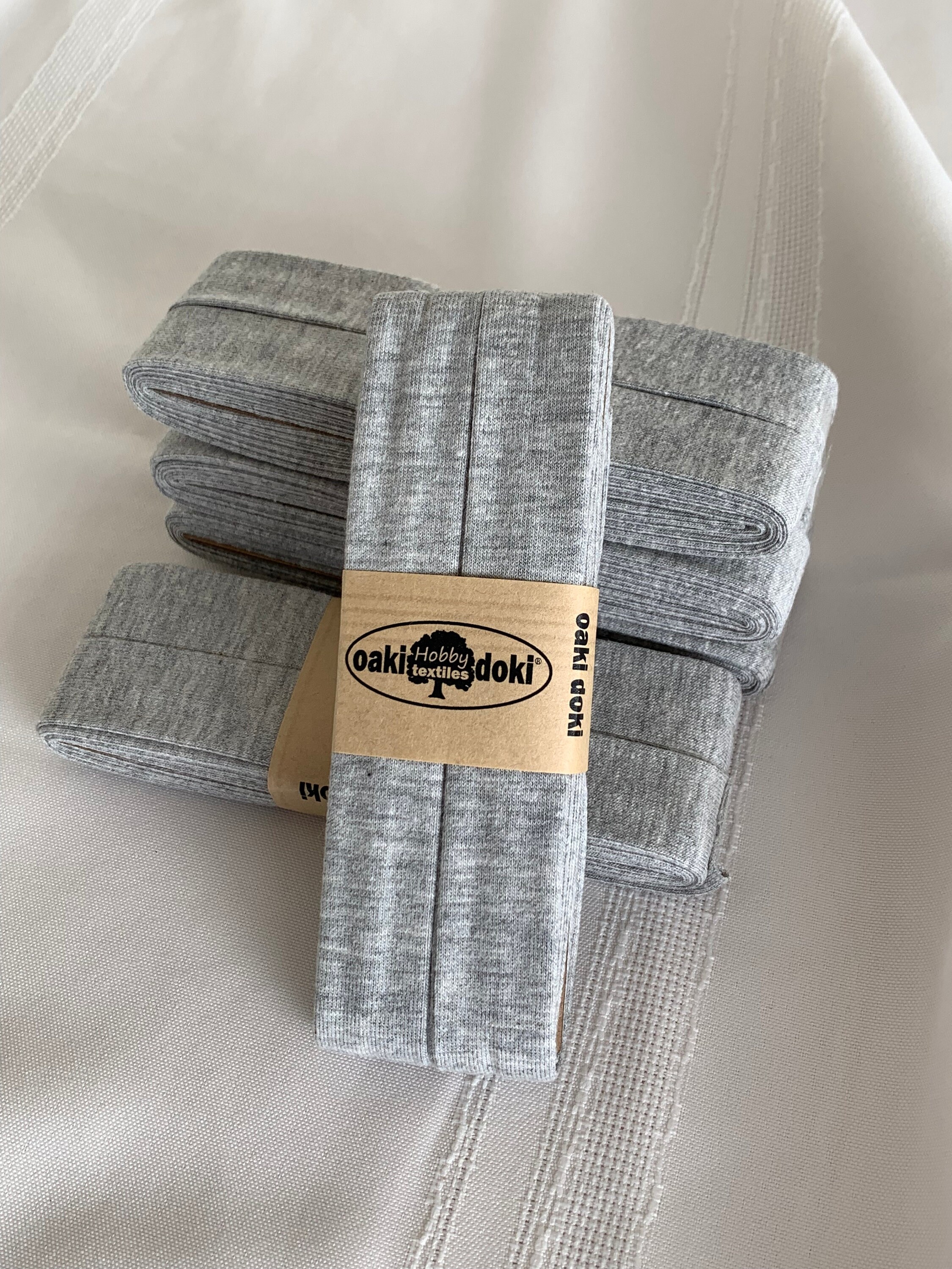 3yrds Heathered Light Gray Stretch Bias Tape, Double Fold, Oeko-tex ...