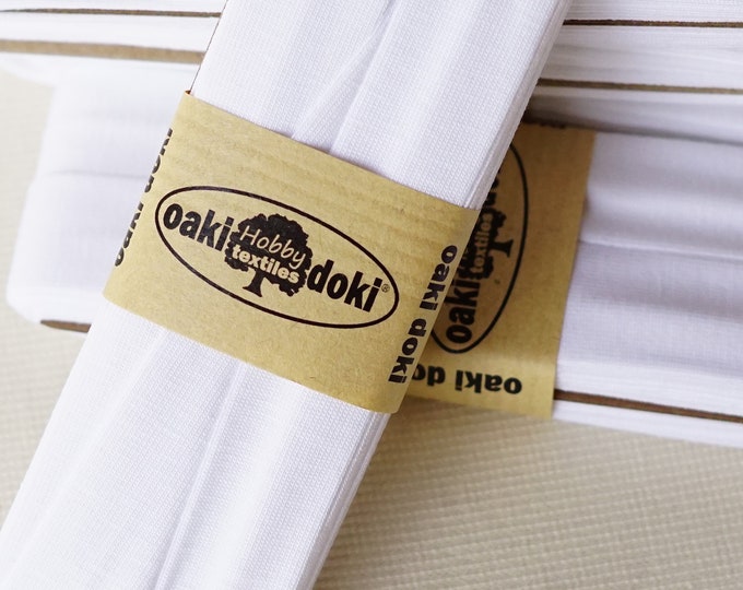 White - 3 YDS - 20mm Wide, Stretch Jersey Bias Tape, Double Fold ...