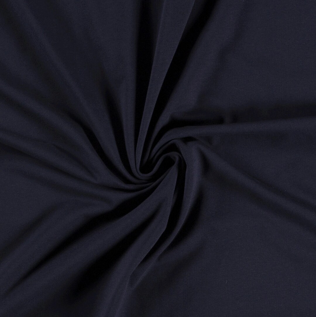 Organic Deep Ocean Navy Blue Jersey Fabric by the Yard, High Quality ...