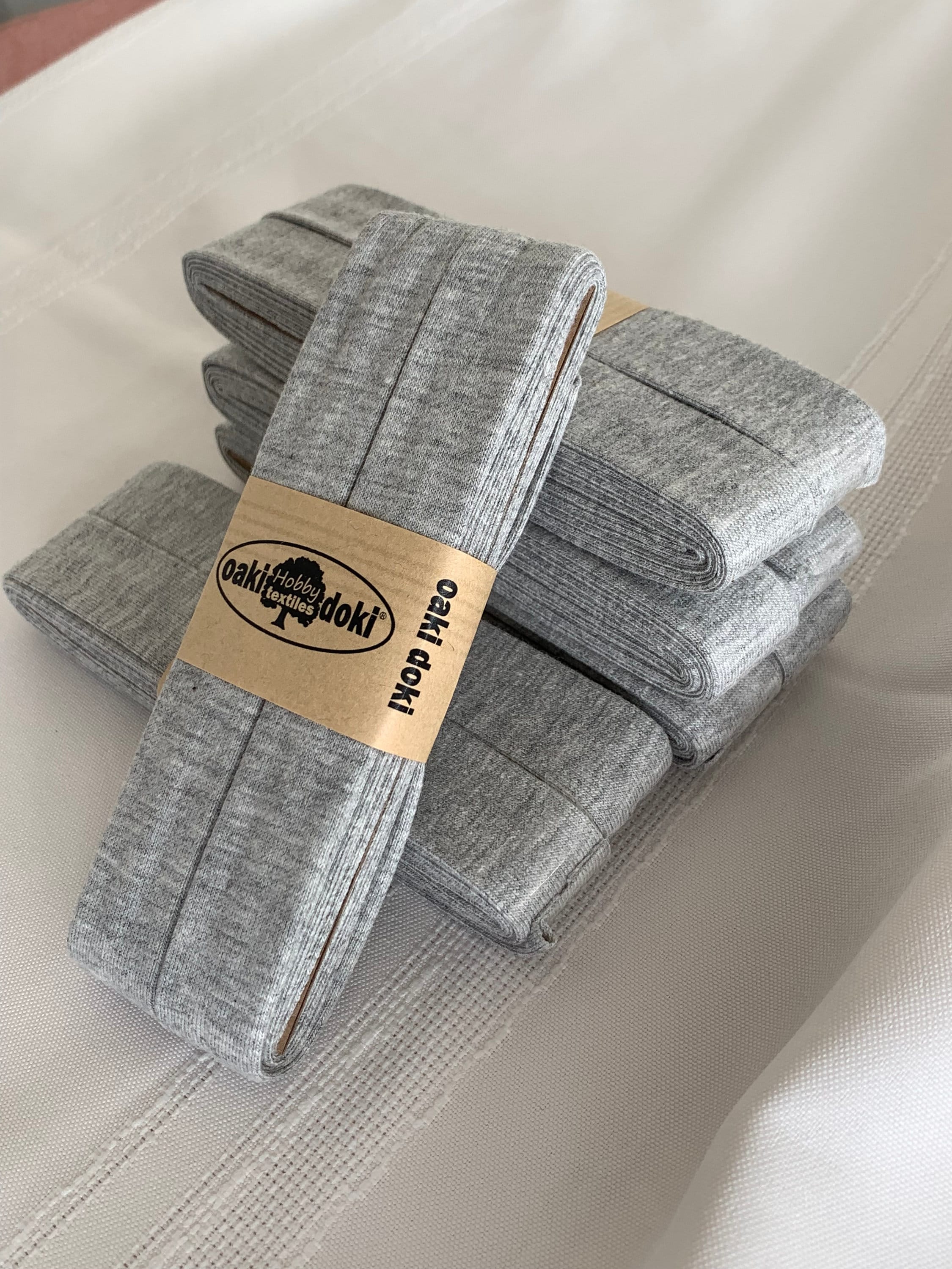 3yrds Heathered Light Gray Stretch Bias Tape, Double Fold, Oeko-tex ...
