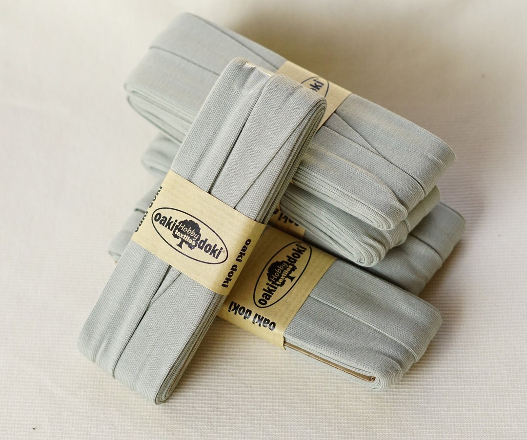 3 YDS - Stretch Jersey Bias Tape, Light Green-gray, Double Fold ...