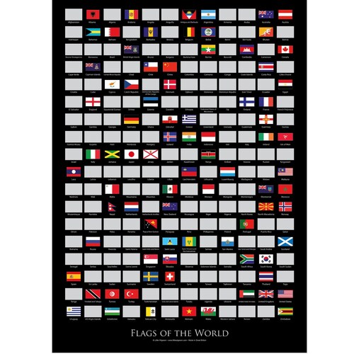 Flags of the World Scratch Poster A2 Black Portrait - Etsy