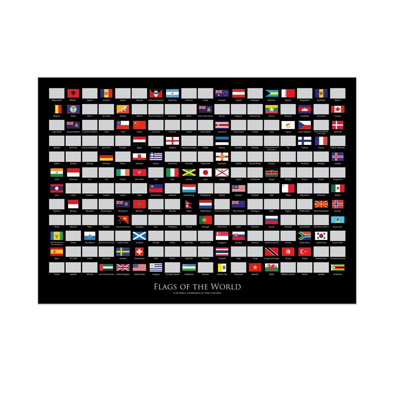 Flags of the World Scratch Poster A2 Black Landscape - Etsy Ireland