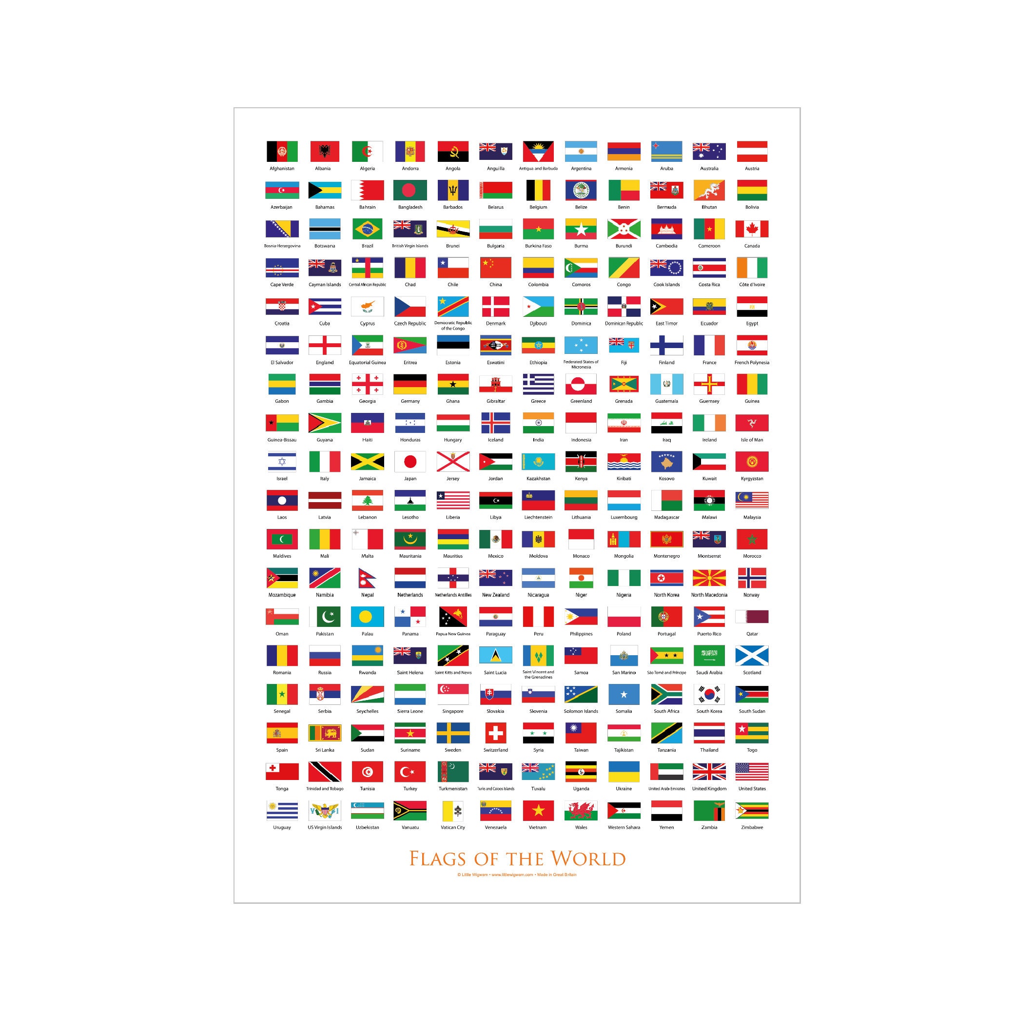 Flags of the World Scratch Poster A2 White Portrait - Etsy