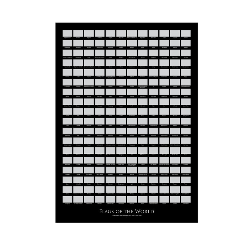 Flags of the World Scratch Poster - A2 Black Portrait - Etsy