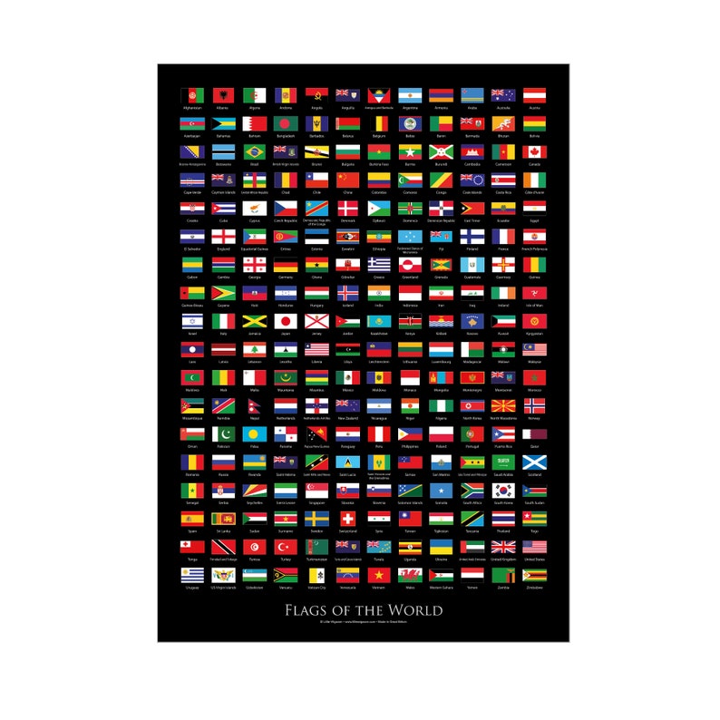 Flags of the World Scratch Poster - A2 Black Portrait - Etsy