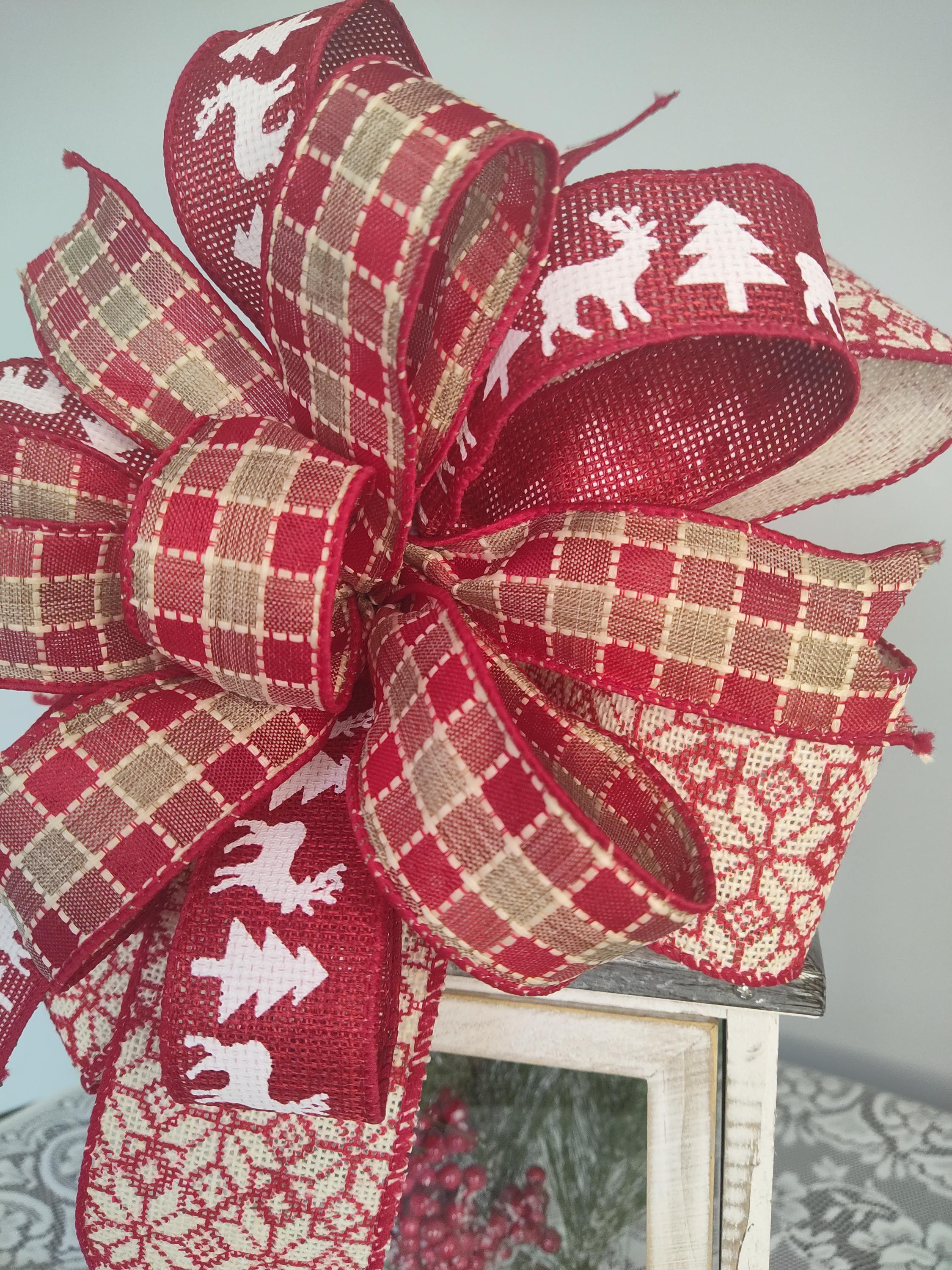 Christmas Bow, Cabin Christmas Bow, Lake House Christmas Bow, Red Plaid ...