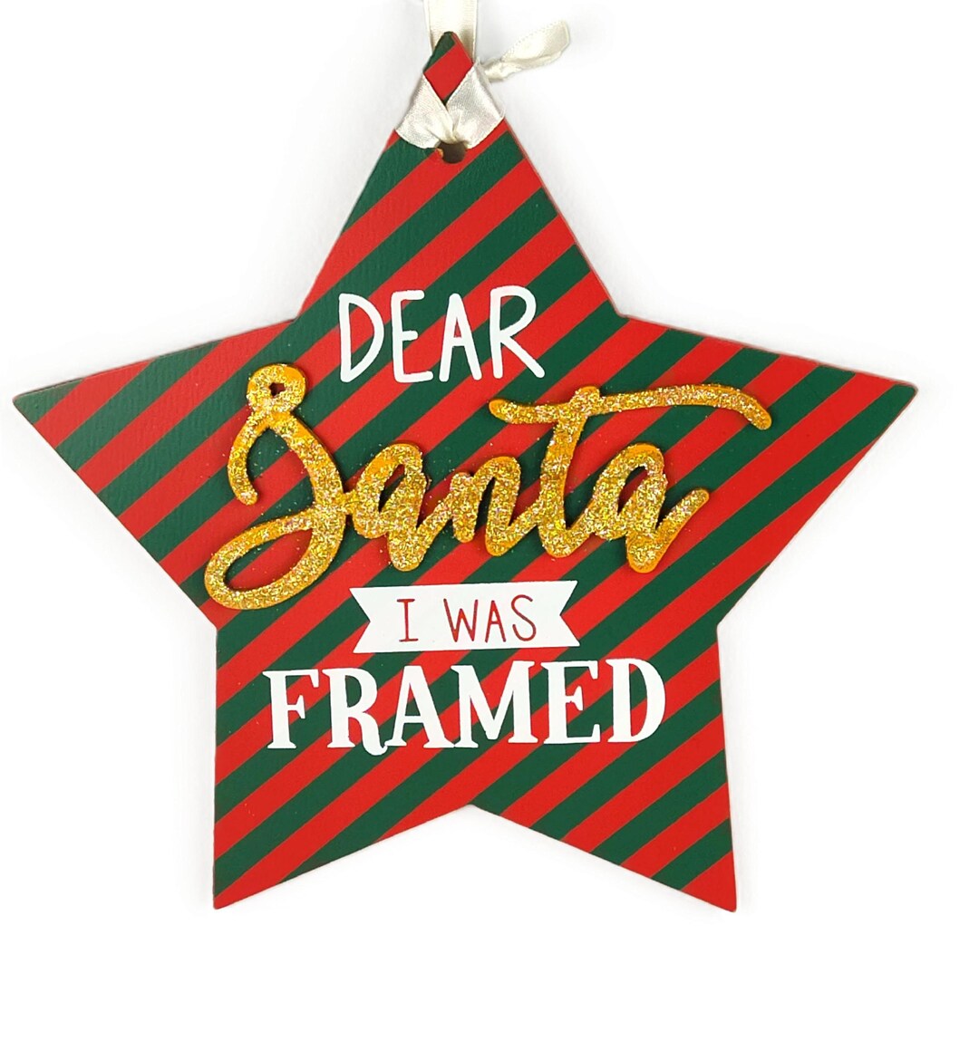 Red & Green Star Sign – Festive Christmas Decor With Ribbon Hanger - Etsy