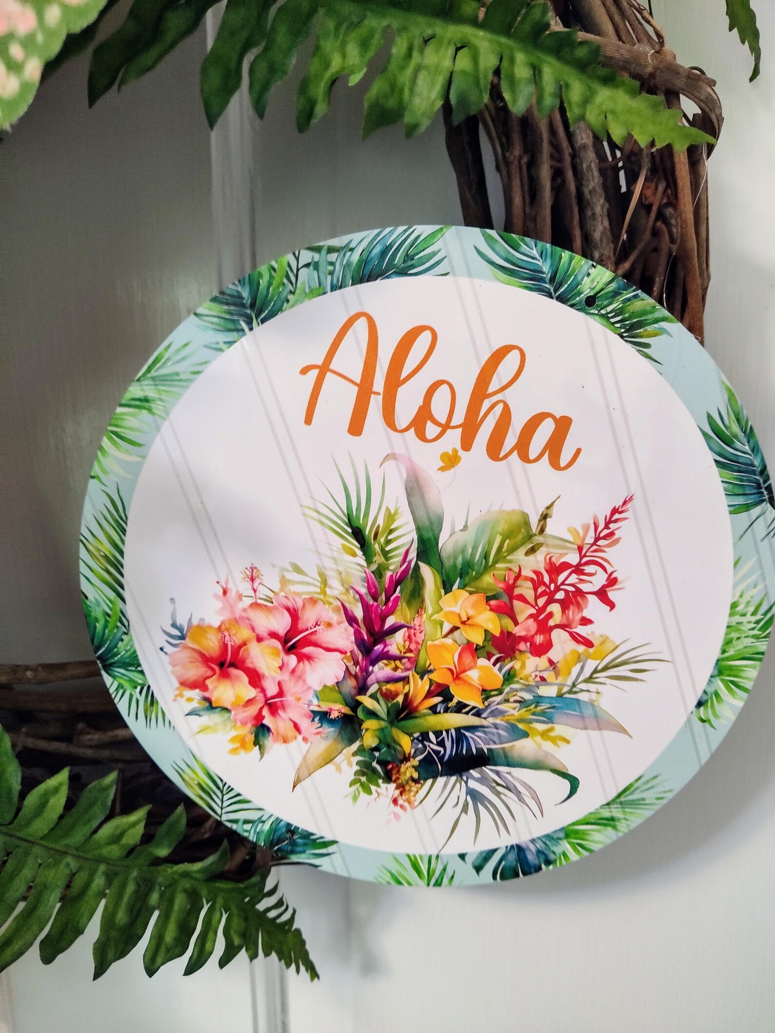 Tropical Aloha Grapevine Wreath, Hibiscus Aloha Wreath, Summer Aloha ...