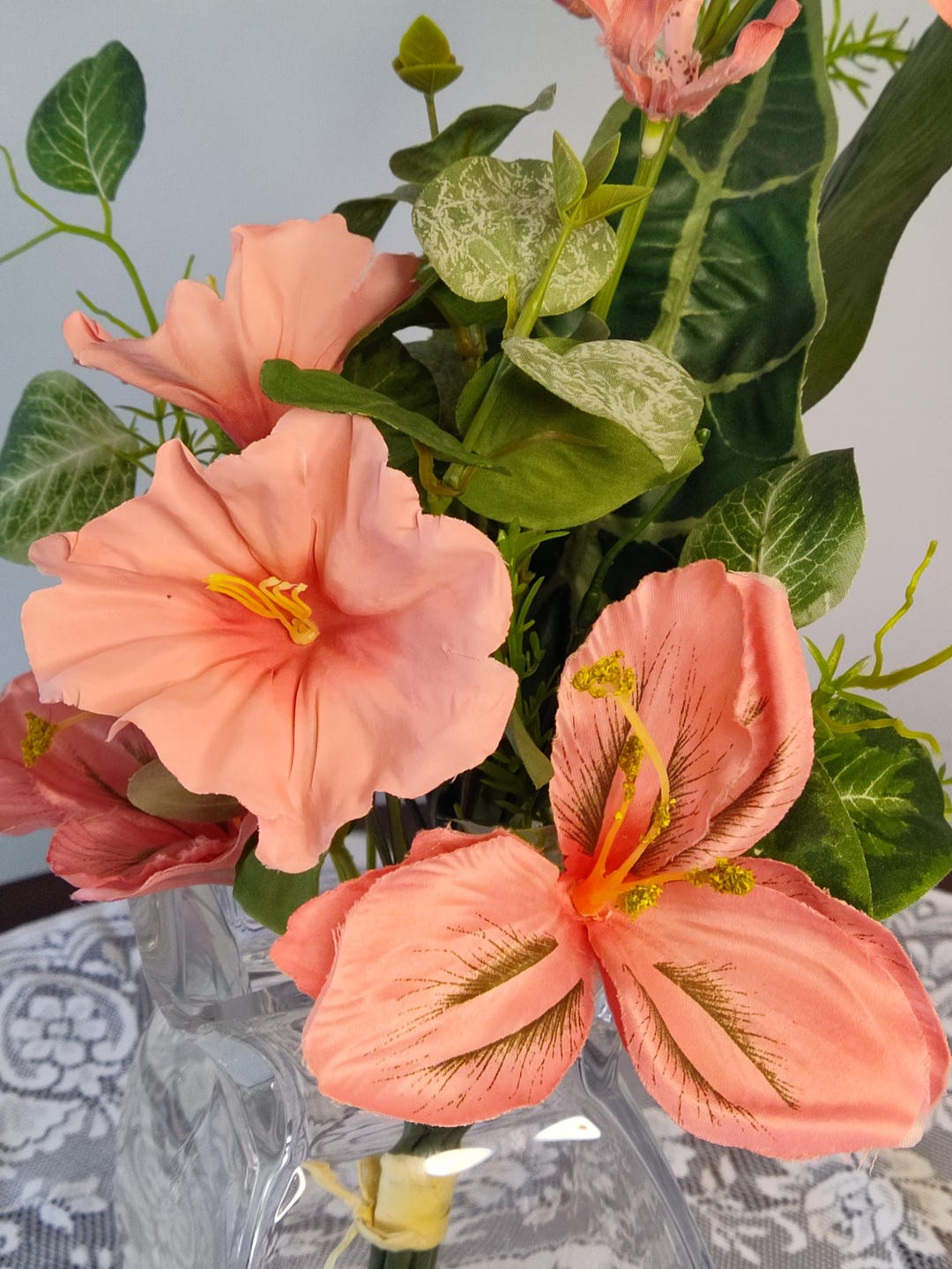 Hibiscus Coral-pink Flower Bouquet, Tropical Decor, Tropical Wedding ...