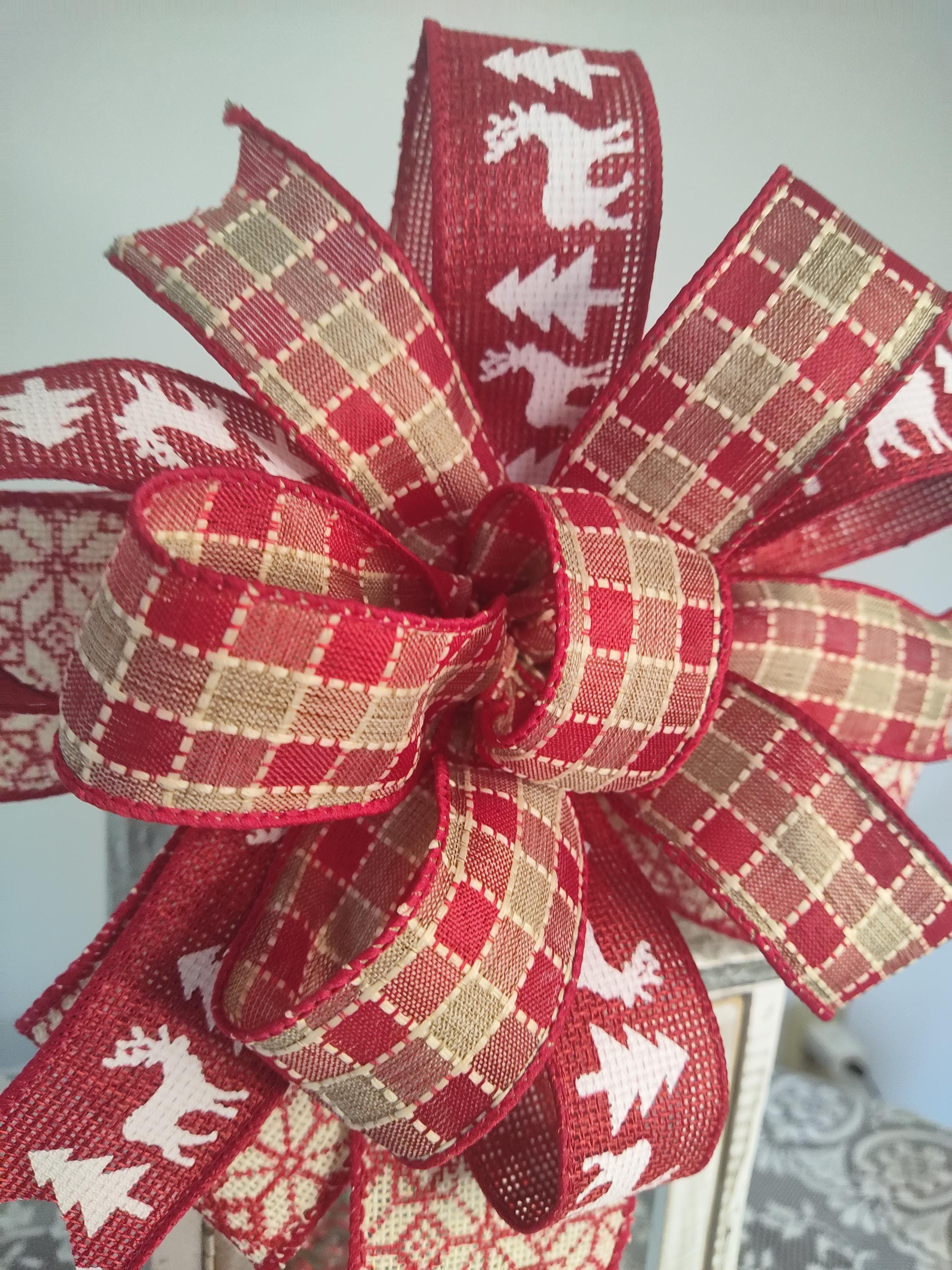 Christmas Bow, Cabin Christmas Bow, Lake House Christmas Bow, Red Plaid ...