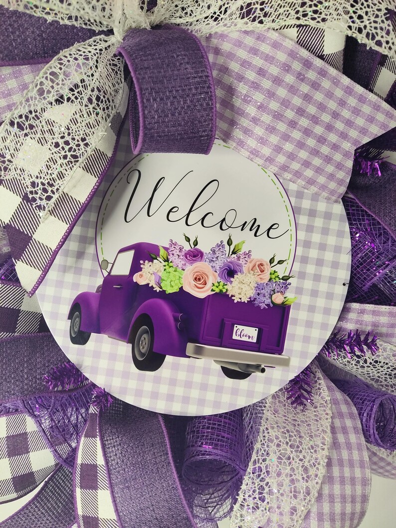 Purple Charm Welcome Wreath, Vintage Lavender Welcome Wreath, Country ...