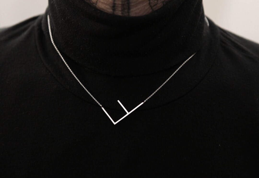 Letter Chain F in Silver, Geometric Pendant, Personalized Dancing ...