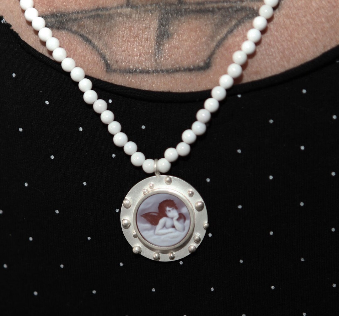 Angel Pendant in Silver With Kascholong Chain, Religious Jewelry ...