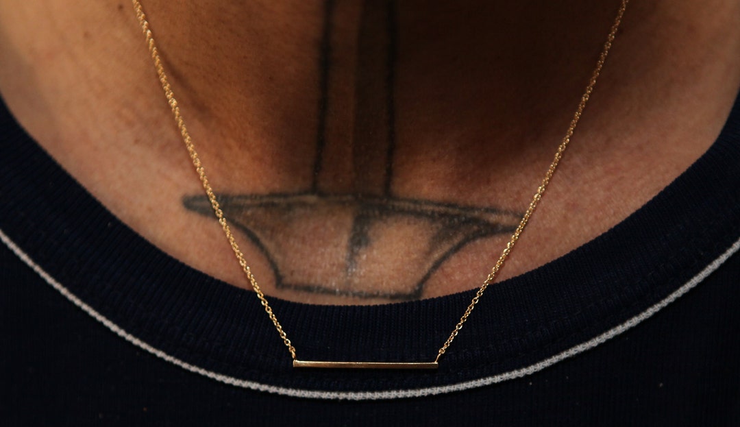 Letter Chain I in Gold-plated Silver, Geometric Chain, Rod Chain ...