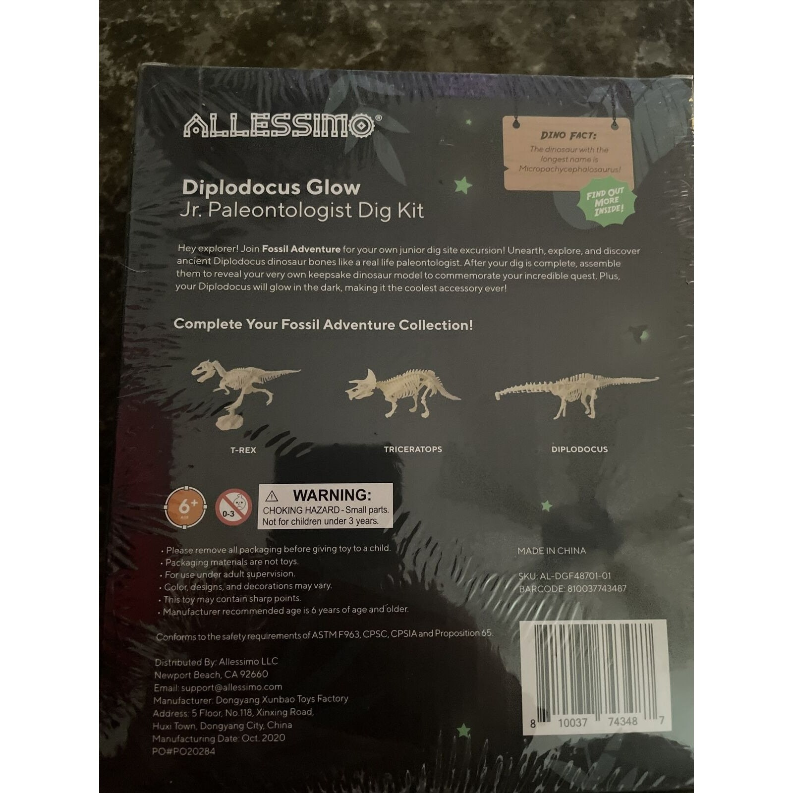 Glow in the Dark Diplodocus Block Dig Kit With 3 Tools Jr ...