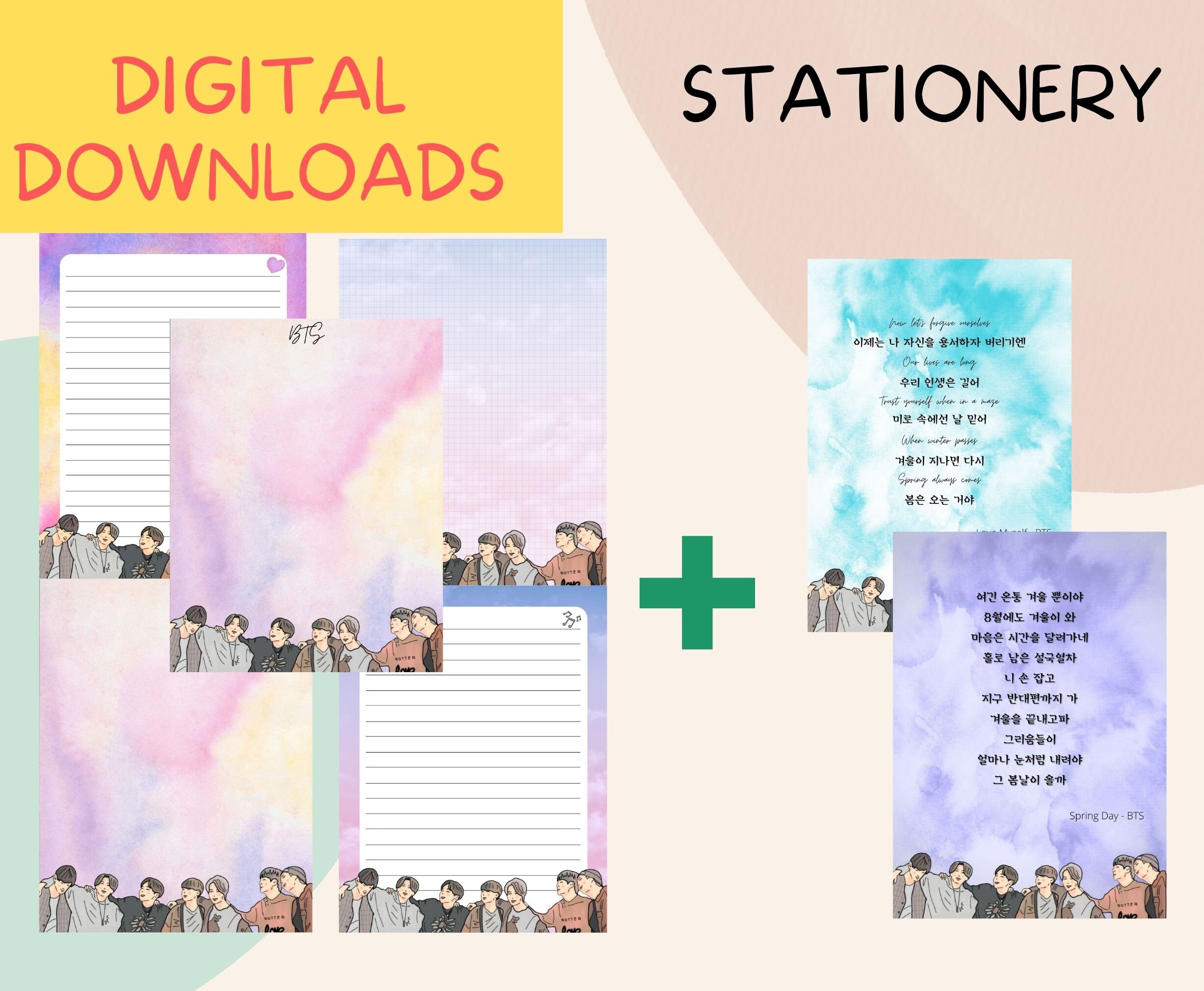 Printable BTS Stationery Pastel Set US Letter Size Pdf, Instant ...
