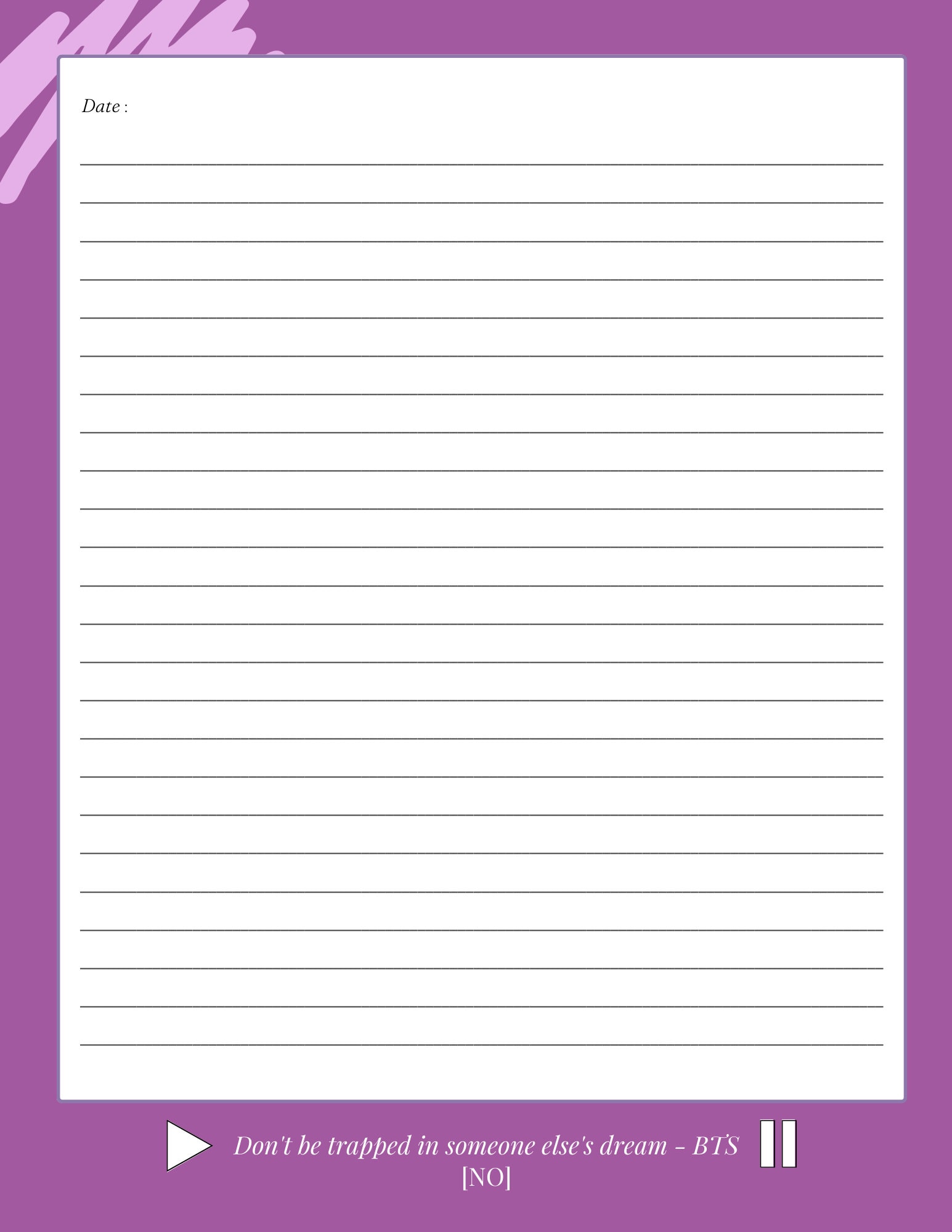 BTS Lyrics Inspire Notes, Printable, Digital Set US Letter Size Pdf Png ...