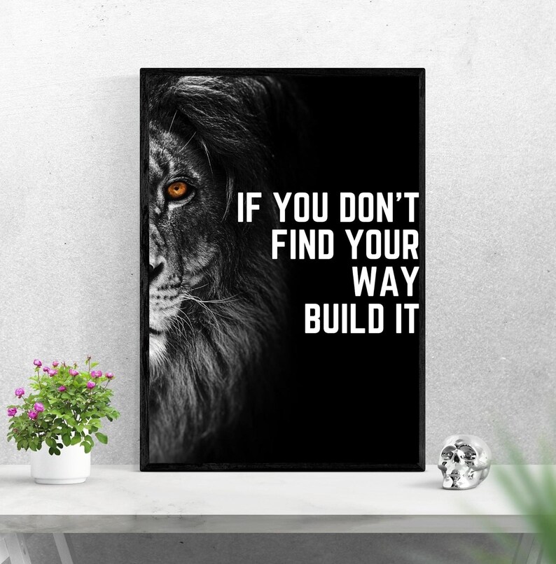 Success Quote, Motivational Lion Printable Mindset Wall Art for Home ...
