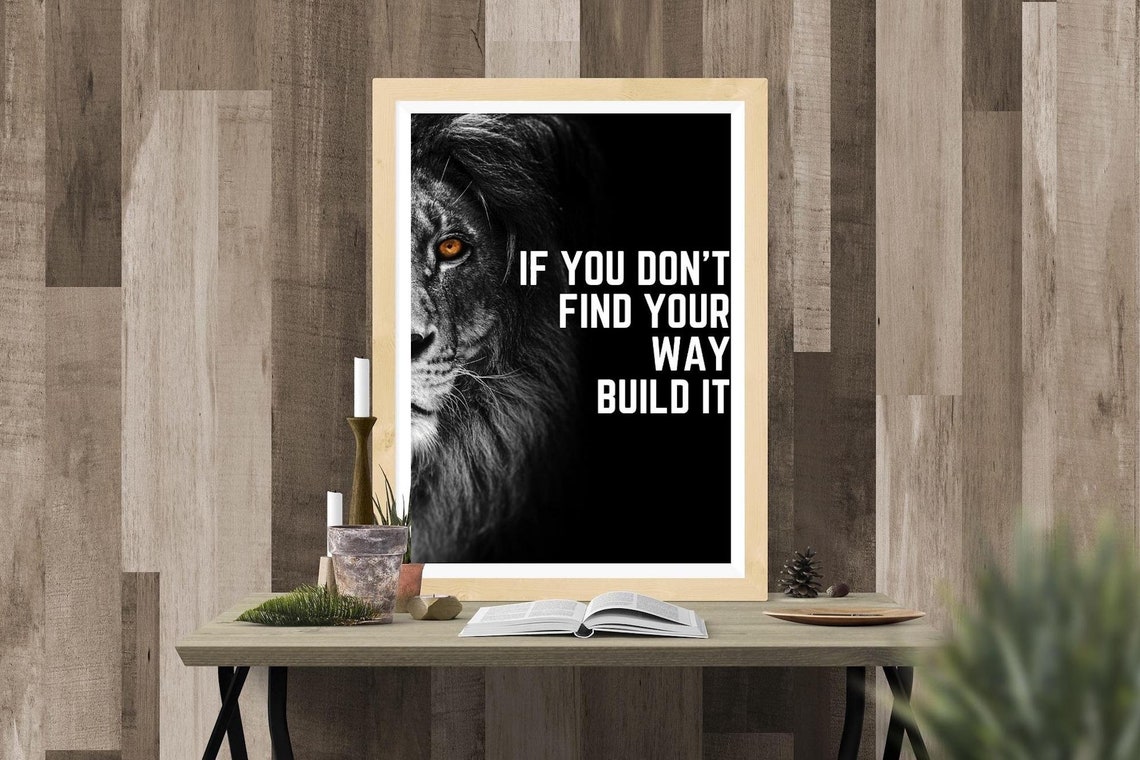 Success Quote, Motivational Lion Printable Mindset Wall Art for Home ...