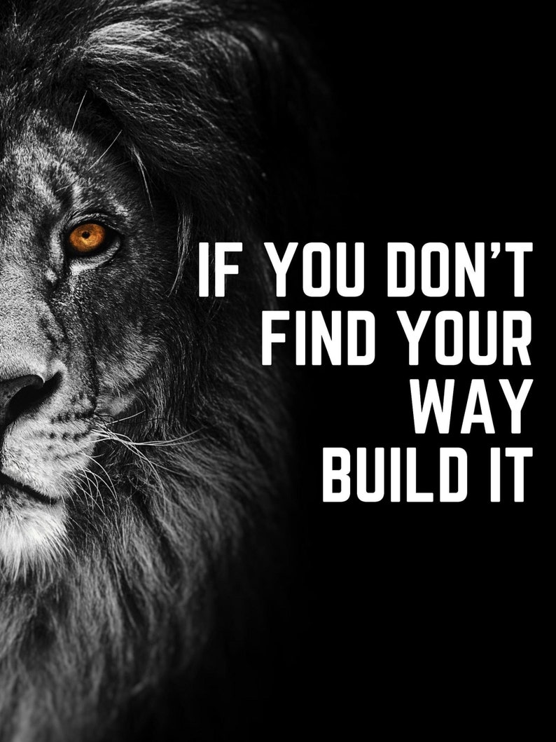 Success Quote, Motivational Lion Printable Mindset Wall Art for Home ...