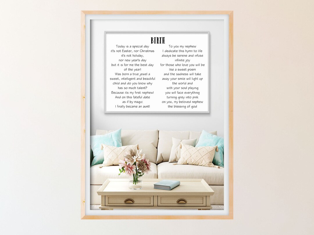 X2 Birth Artwork, Poems Printable Wall Art for Home and Office Decor ...