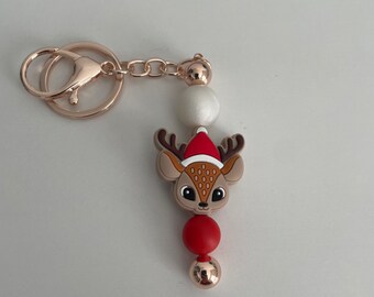 Reindeer Christmas Keychain Handmade Jingle Bell Pendent Gift Idea ...