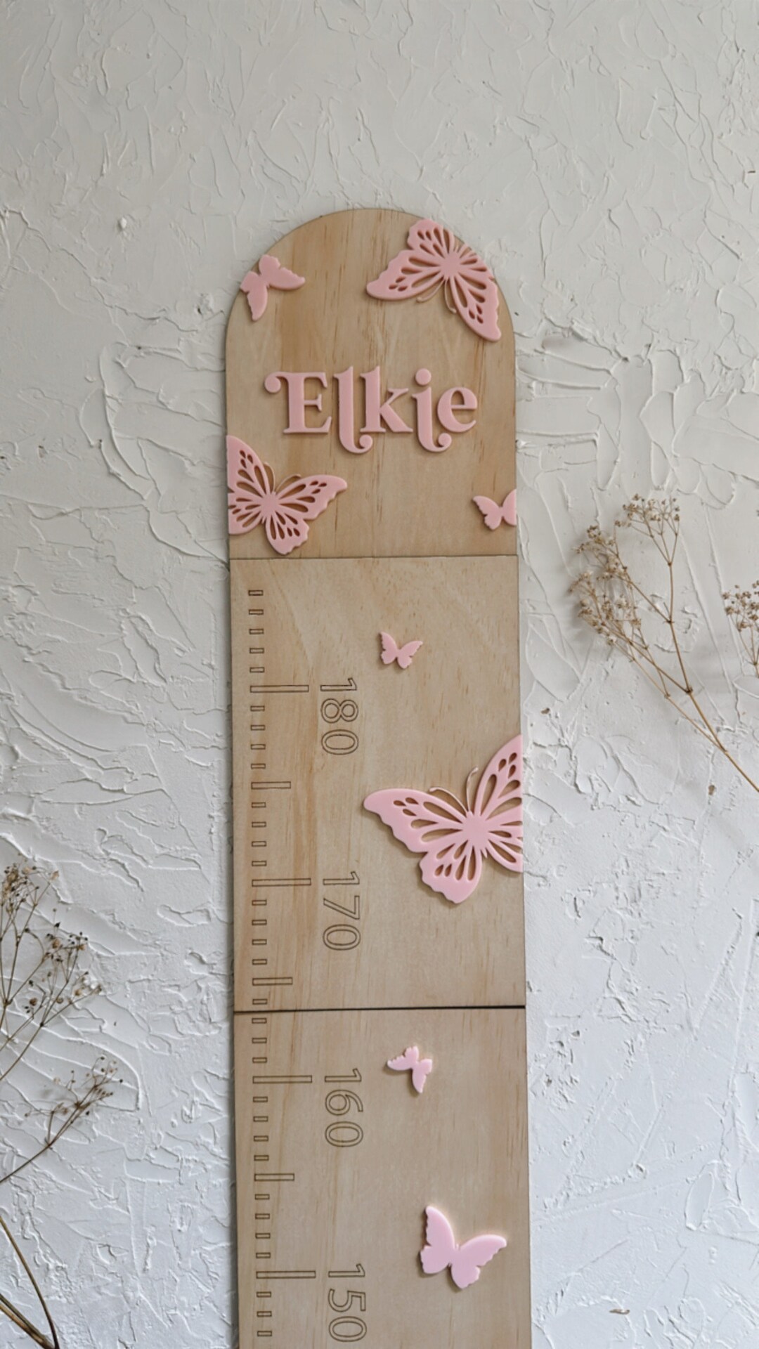Personalised Height Chart Butterflies girls Room Decor Acrylic Growth ...