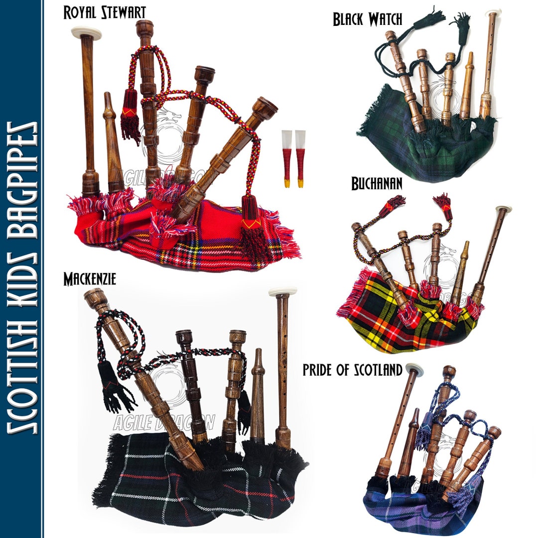 Traditional Scottish Mini Bagpipes for Kids Complete Playable Set With ...