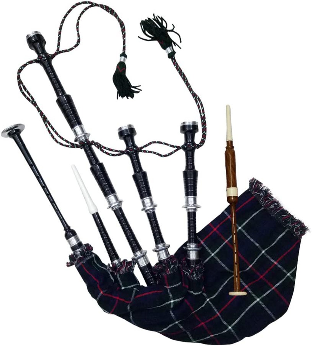 Full Size Highland Scottish Bagpipe Silver Mounts Mackenzie Cover With ...
